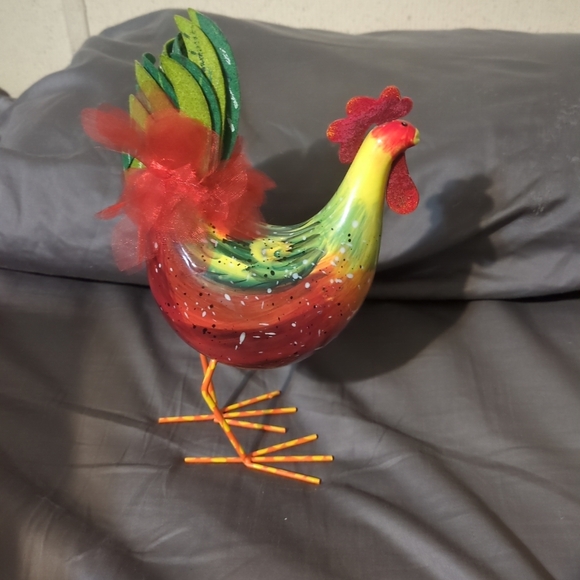 Accents | Rocking Rooster Figurine Wmetal Feet Bobble Body Farms Barn ...